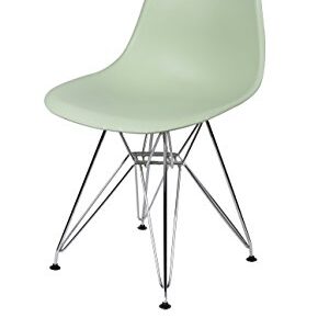 GIA Contemporary Armless Dining Chair with Chrome Metal Legs, Set of 2, Green