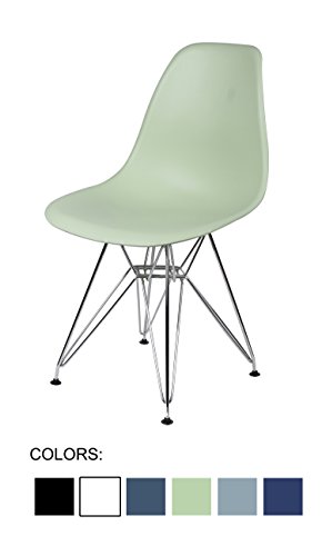 GIA Contemporary Armless Dining Chair with Chrome Metal Legs, Set of 2, Green