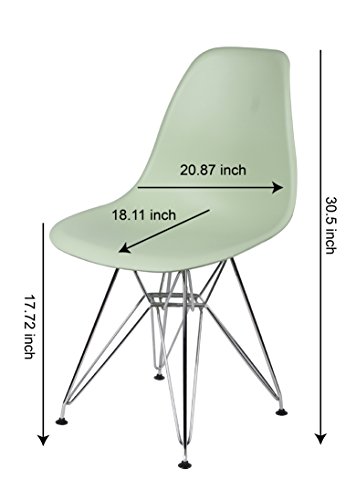 GIA Contemporary Armless Dining Chair with Chrome Metal Legs, Set of 2, Green