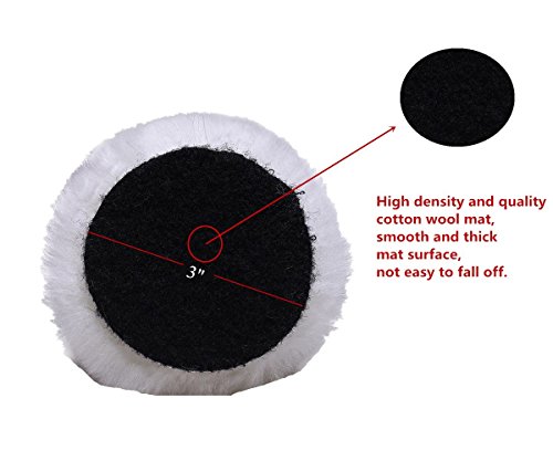 GRACEFUR Lambs Wool Polishing Buffing Pad Hook and Loop Soft Cutting Pad 3"/4"/5"/6"/7" Available Polisher for Auto Car (3"-10pack)