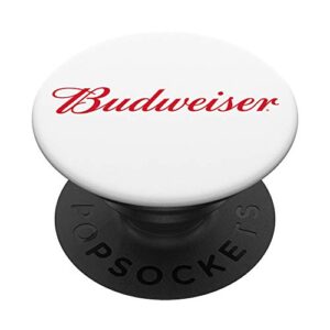 budweiser white script popsockets stand for smartphones & tablets popsockets popgrip: swappable grip for phones & tablets