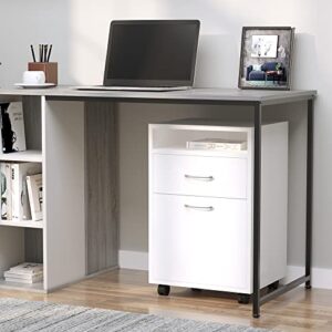 HOMCOM Mobile Storage Cabinet Organizer with Drawer and Cabinet, Printer Stand with Castors, White