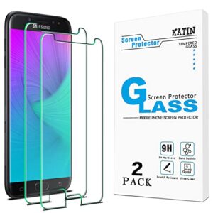 katin [2-pack] for samsung galaxy j7 2017, j7 prime, j7 perx, j7 sky pro, j7 v, j7 perx tempered glass screen protector no-bubble, 9h hardness, easy to install