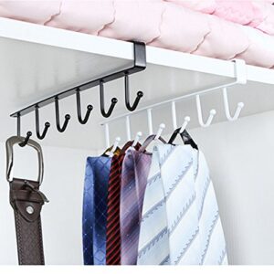 iModen Cabinet Holding Rack,Multifunction Wardrobe Rack with 6 Hooks (Black)