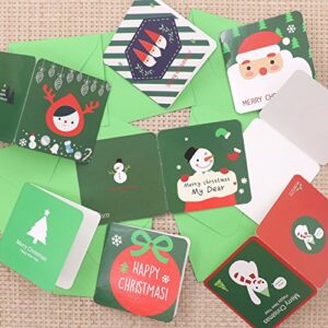 24 Pack Mini Christmas Greeting Cards & Envelopes, Cute Stweety Small Size 3 x 3" Merry Christmas Greeting Cards Festival Color (Pack of 24)