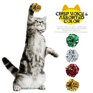 Bestsupplier 25 Pack Crinkle Balls Cat Toys - Original Mylar Crinkle Balls Cat Toys（Random Color）