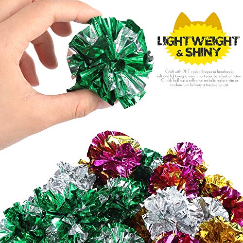 Bestsupplier 25 Pack Crinkle Balls Cat Toys - Original Mylar Crinkle Balls Cat Toys（Random Color）