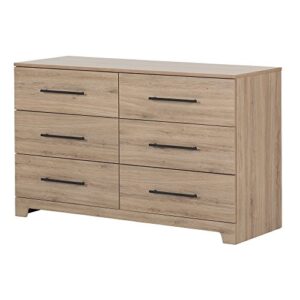 south shore primo 6-drawer double dresser, rustic oak