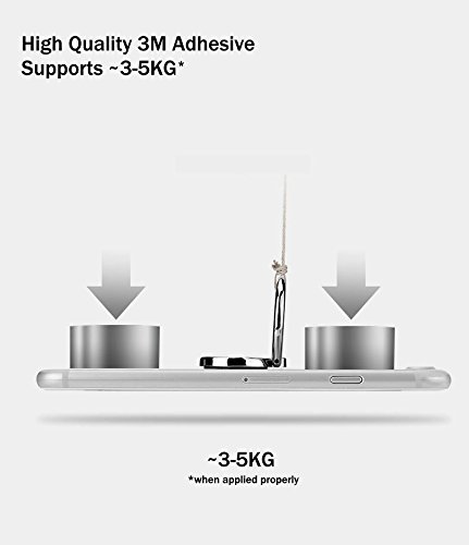 MAXIMEST Phone Ring Finger Holder, Stand, Mirror 360 Rotation Grip and Kickstand Accessory, Compatible with All Smartphones, iPhone, Samsung Galaxy S, Note, Z Fold, Flip, Tablets, iPad (Silver)