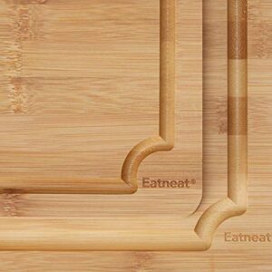 EatNeat Extra Large Bamboo Cutting Board Set- Luxury Kitchen and BBQ Chopping Board with Juice Grooves for Meat Carving, Fruits, and Vegetables- One XL 18 x 12-Inch and One 10 x 8-Inch