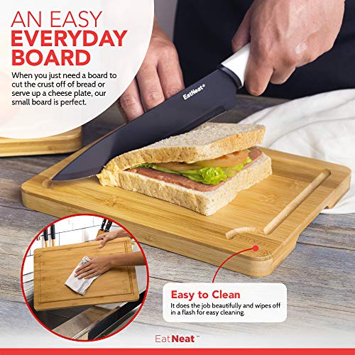 EatNeat Extra Large Bamboo Cutting Board Set- Luxury Kitchen and BBQ Chopping Board with Juice Grooves for Meat Carving, Fruits, and Vegetables- One XL 18 x 12-Inch and One 10 x 8-Inch