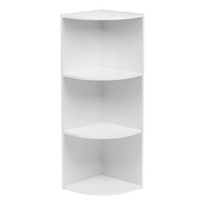 IRIS USA Small Spaces Wood, Bookshelf Storage Shelf, Bookcase, 3-Tier - Corner, White,596326