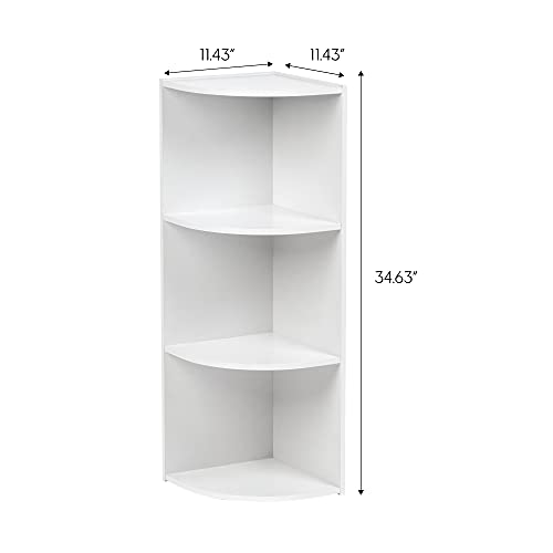 IRIS USA Small Spaces Wood, Bookshelf Storage Shelf, Bookcase, 3-Tier - Corner, White,596326