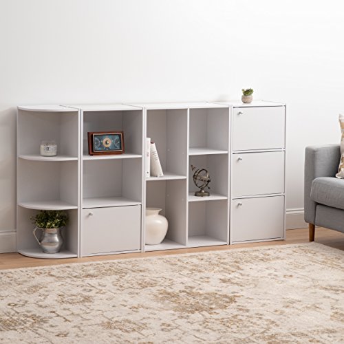 IRIS USA Small Spaces Wood, Bookshelf Storage Shelf, Bookcase, 3-Tier - Corner, White,596326