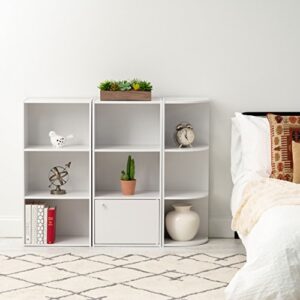 IRIS USA Small Spaces Wood, Bookshelf Storage Shelf, Bookcase, 3-Tier - Corner, White,596326