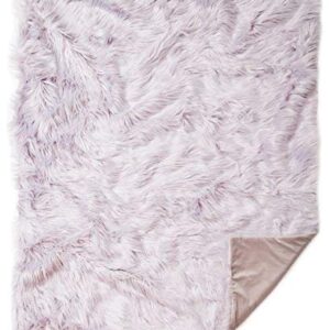 North End Decor Faux Fur Throw Blanket, Mongolian Long Hair Silver,