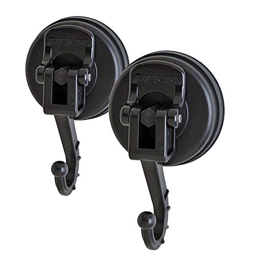 FECA FE-H1011-2PK | 2-Pack | Large Adjustable Swivel Suction Cup Hook Holds Up to 13 lbs, Black