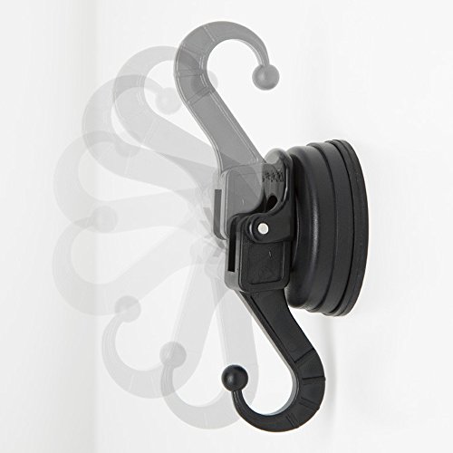 FECA FE-H1011-2PK | 2-Pack | Large Adjustable Swivel Suction Cup Hook Holds Up to 13 lbs, Black