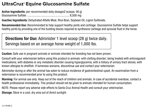 UltraCruz-sc-516456 Equine Glucosamine Sulfate Joint Supplement for Horses, 4 lb, Pellet (32 Day Supply)