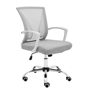 Modern Home Zuna Mid-Back Office Task Chair - Ergonomic Back Supporting Mesh Back Desk Chair (White/Blue)