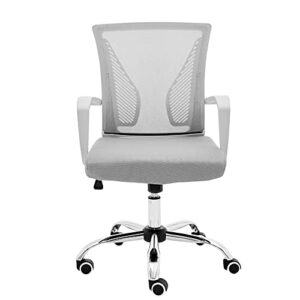 Modern Home Zuna Mid-Back Office Task Chair - Ergonomic Back Supporting Mesh Back Desk Chair (White/Blue)