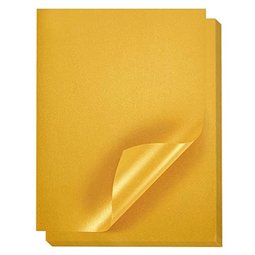 Gold Metallic Paper - 48-Pack Shimmer Papers, Double Sided, Laser Printer Compatible, Perfect for Weddings, Baby Showers, Birthdays, Craft Use, 8.5 x 11 Inches