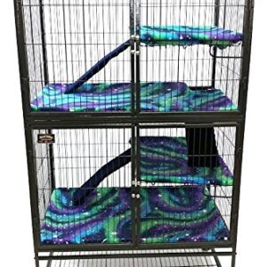 Piggy BedSpreads Fleece Liners for Ferret Nation Critter Nation Cage (Double, Northern Lights) Cage Not Included