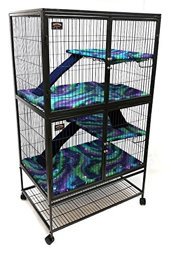 Piggy BedSpreads Fleece Liners for Ferret Nation Critter Nation Cage (Double, Northern Lights) Cage Not Included