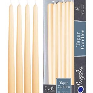 12 Pack Tall Taper Candles - 10 Inch Cream Dripless, Unscented Dinner Candle - Paraffin Wax with Cotton Wicks - 8 Hour Burn Time