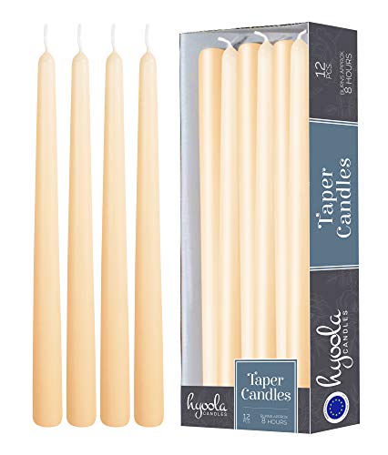 12 Pack Tall Taper Candles - 10 Inch Cream Dripless, Unscented Dinner Candle - Paraffin Wax with Cotton Wicks - 8 Hour Burn Time