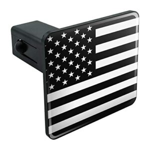 subdued american usa flag black white military tactical tow trailer hitch cover plug insert 1 1/4 inch (1.25")