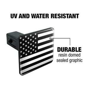 Subdued American USA Flag Black White Military Tactical Tow Trailer Hitch Cover Plug Insert 1 1/4 inch (1.25")