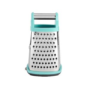 kitchenaid gourmet 4-sided stainless steel box grater with detachable storage container, 10 inches tall, aqua