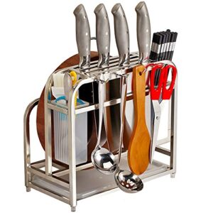 aiyoo cutting boards knife organizer with hooks/stainless steel kitchen utensils rack chopping boards/knives/chopsticks/spoon/fork/flatware storage with drying drainer