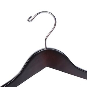 Luxury Wide Shoulder Wooden Hangers 2 Pack, with Velvet Bar, Smooth Mahogany Finish Wood Suit Hanger Coat Hanger for Closet, Holds Upto 20lbs, 360° Swivel Hook, for Jacket, Dress Heavy Clothes Hangers