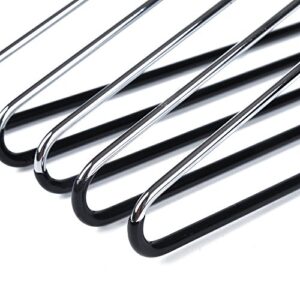 30 Quality Heavy Duty Metal Coat Hangers with Black Rubber Coating for Non Slip Pants (30)