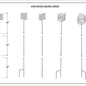 Wine Bottle & Cup stakes Holder Rack - Adjustable Height to 36 INCHES, Durable Metallic Frame, Sturdy Base & Secure Grip | Holds Bottles Of Wine, Beer,Champagne,Beverages,Glasses& More 5 Pieces Set