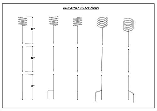 Wine Bottle & Cup stakes Holder Rack - Adjustable Height to 36 INCHES, Durable Metallic Frame, Sturdy Base & Secure Grip | Holds Bottles Of Wine, Beer,Champagne,Beverages,Glasses& More 5 Pieces Set