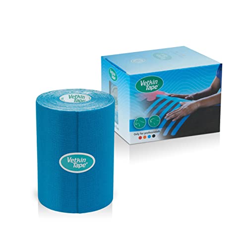 VETKIN VetkinTape® Veterinary Kinesiology Tape Blue | Kinesiology Tape for Horses & Dogs | Equine & Canine Kinesiotape | Latex Free and TÜV Quality Mark Certified Ktape | 4 inch | Pack of 1 Roll