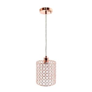 elegant designs pt1001-rgd 1 light elipse crystal cylinder pendant, rose gold