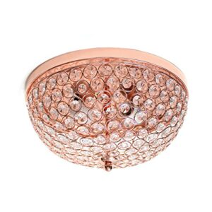 elegant designs fm1000-rgd 2 light elipse crystal flush mount ceiling light, rose gold