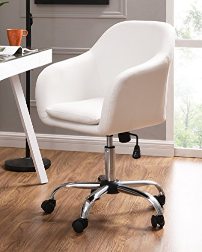 IDS Online Faux Leather Office Desk Swivel Chair, White