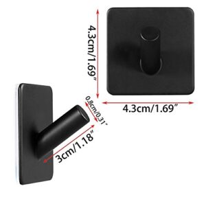 LJLink Self Adhesive Hooks Stainless Steel Coat Towel Key Wall Mount Hanging Hooks, Strong Power Heavy Duty, Waterproof, Modern Stylish for Bathroom Kitchen Bedroom Office, Matte Black Hook, 2 Pack