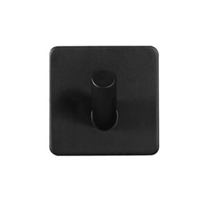 LJLink Self Adhesive Hooks Stainless Steel Coat Towel Key Wall Mount Hanging Hooks, Strong Power Heavy Duty, Waterproof, Modern Stylish for Bathroom Kitchen Bedroom Office, Matte Black Hook, 2 Pack