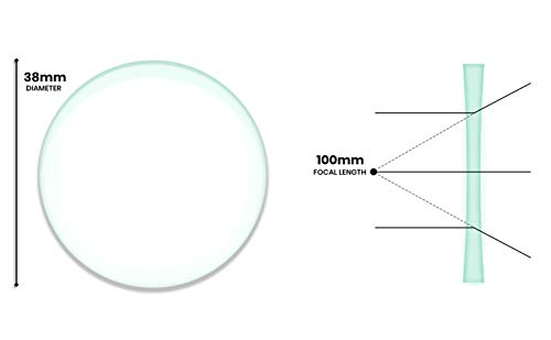 Double Concave Lens, 100mm Focal Length, 1.5" (38mm) Diameter - Spherical, Optically Worked Glass Lens - Ground Edges, Polished - Great for Physics Classrooms - Eisco Labs