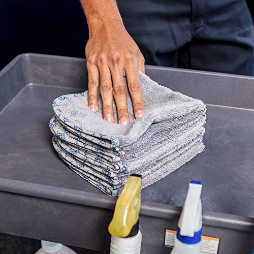 MW Pro Microfiber Car Towels (16"x 16") | 400 GSM | 80/20 Blend | Tagless | Soft Satin Piped Edges | All-Purpose Auto Detailing - Wax, Buff, Polish, Wash, Dry | 6 Pack (Gray)