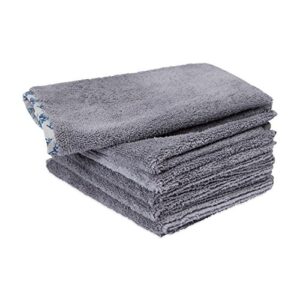 MW Pro Microfiber Car Towels (16"x 16") | 400 GSM | 80/20 Blend | Tagless | Soft Satin Piped Edges | All-Purpose Auto Detailing - Wax, Buff, Polish, Wash, Dry | 6 Pack (Gray)