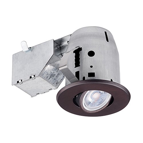 3" LED IC Rated Swivel Round Trim Recessed Lighting Kit, Oil Rubbed Bronze Finish, Easy Install Push-N-Click Clips, LED Bulb Included, 3.25" Hole Size,91144