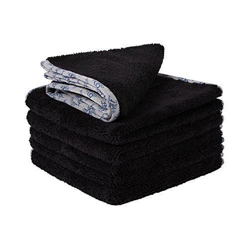 MW Pro Microfiber Car Towels (16"x 16") | 400 GSM | 80/20 Blend | Tagless | Soft Satin Piped Edges | All-Purpose Auto Detailing - Wax, Buff, Polish, Wash, Dry | 6 Pack (Black)