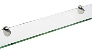 Spancraft Glass Peacock Glass Shelf, Brushed Steel, 4.75 x 21